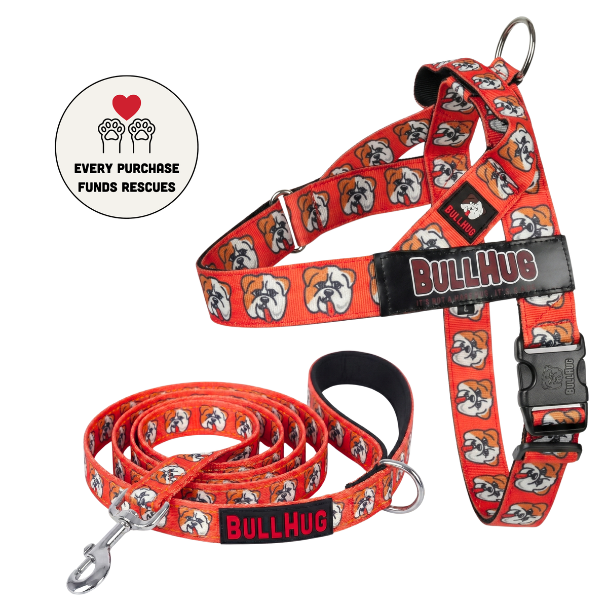 BullHug Dog Harnesses and Leashes for English Bulldogs, French Bulldog ...